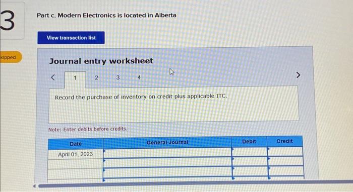 Modern Electronics Company purchases merchandise | Chegg.com