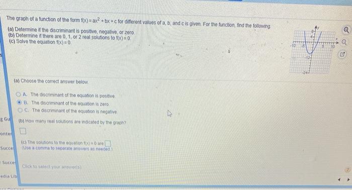 Solved The graph of a function of the form fx)=2x2+bx+c for | Chegg.com
