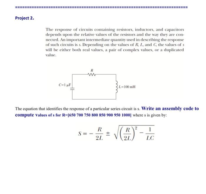 Solved The Response Of Circuits Containing Resistors