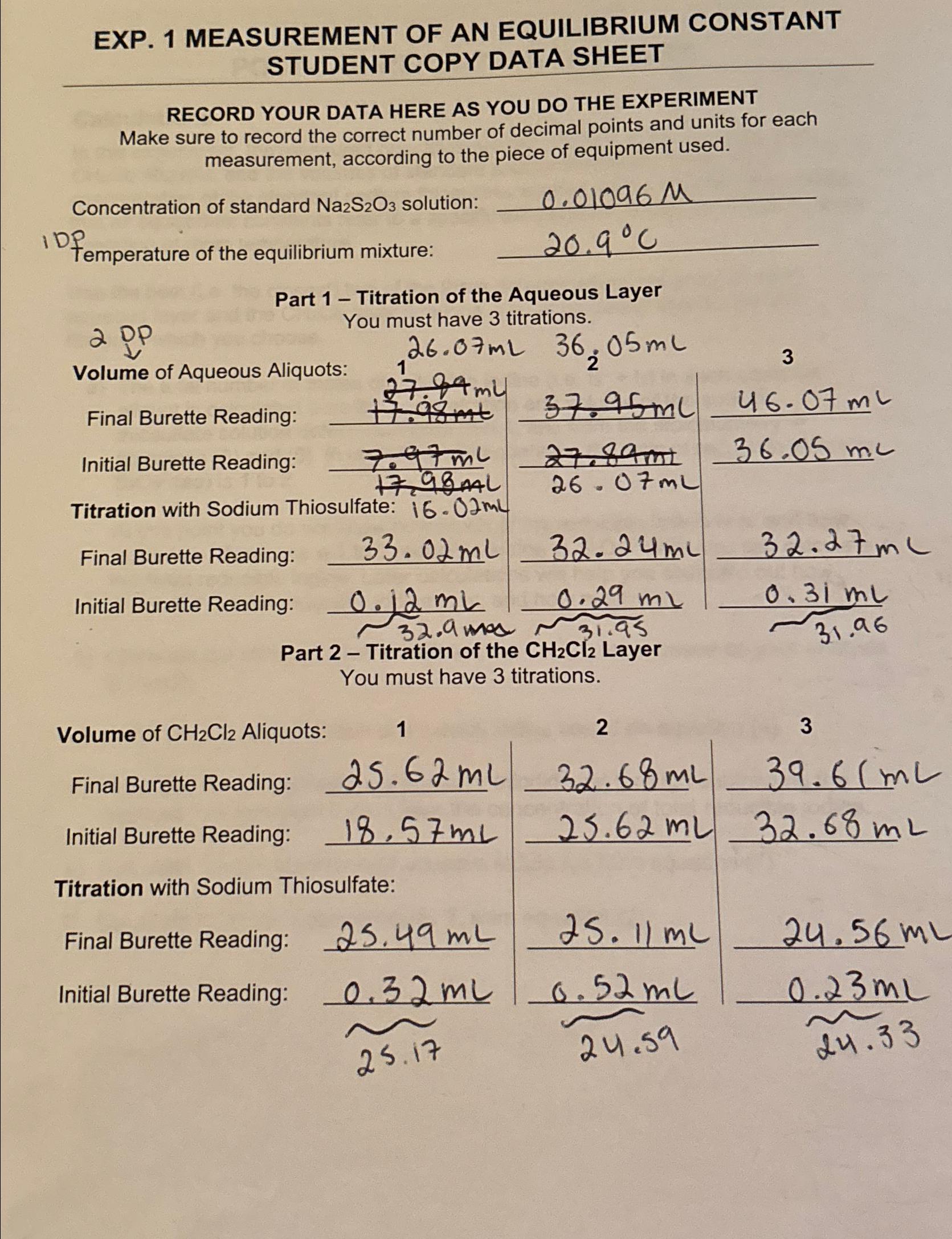 Using your own lab-obtained data, what was your | Chegg.com