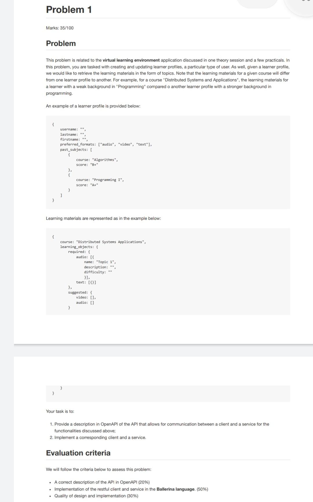 Solved Subject : Distributed systems and applications You | Chegg.com