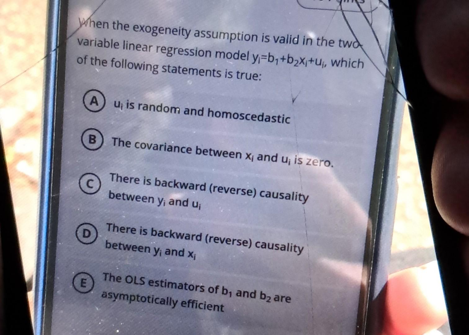 Solved When the exogeneity assumption is valid in the twd | Chegg.com