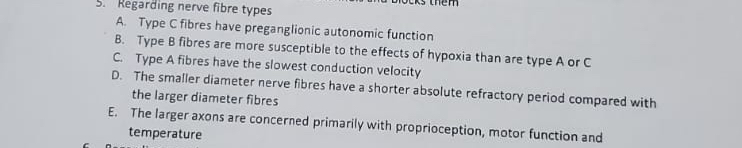 Solved Regarding nerve fibre typesA. ﻿Type C fibres have | Chegg.com