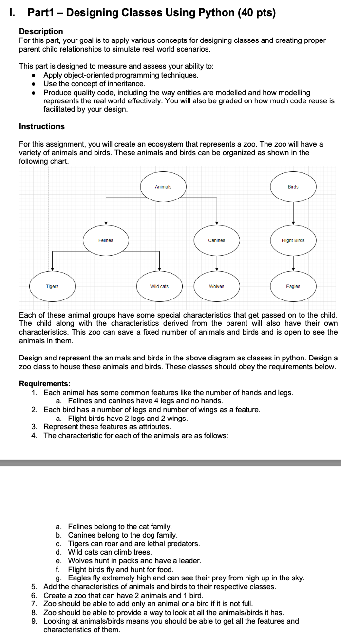Solved I. Part1 - ﻿Designing Classes Using Python ( 40 | Chegg.com