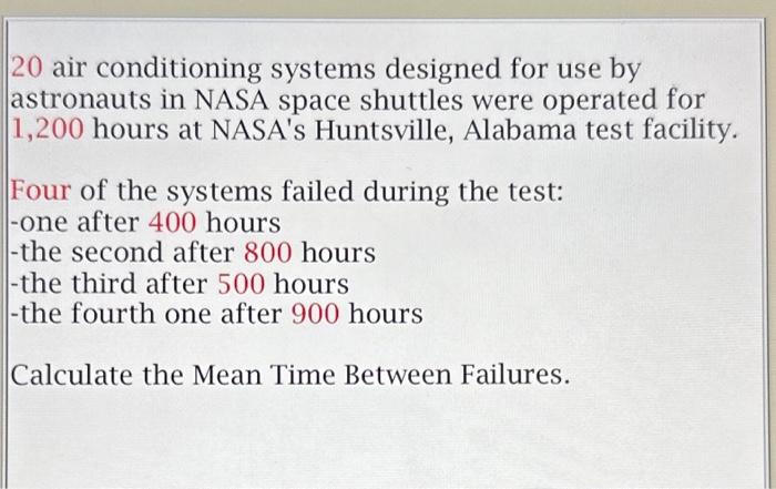 Solved 20 air conditioning systems designed for use by | Chegg.com