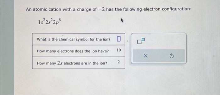 Solved An Atomic Cation With A Charge Of 2 Has The
