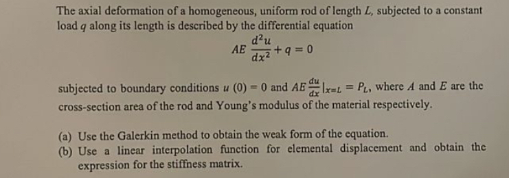 Solved The axial deformation of a homogeneous, uniform rod | Chegg.com