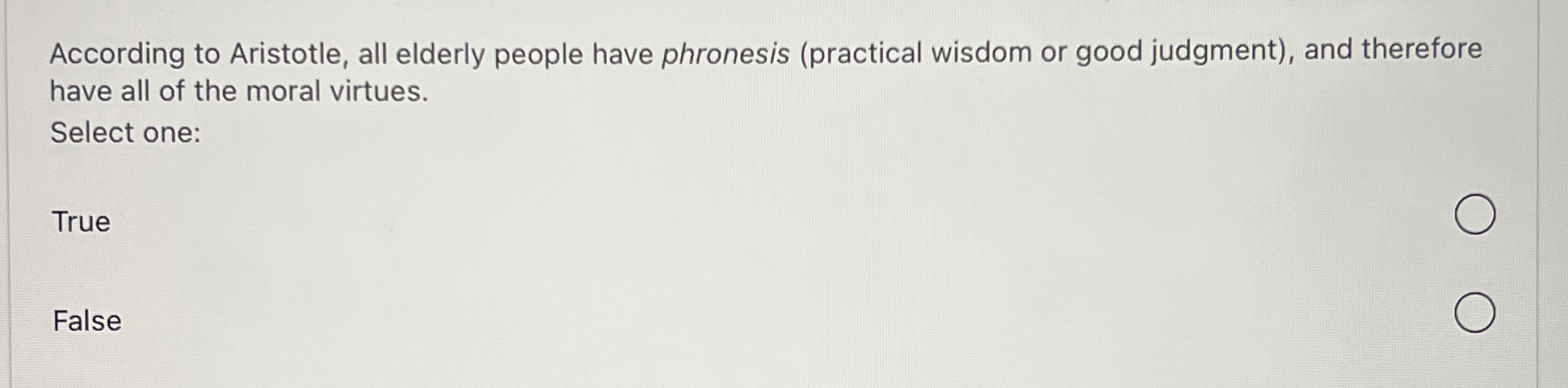 Solved According to Aristotle, all elderly people have | Chegg.com