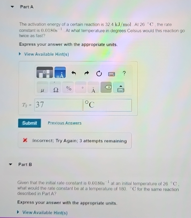 Solved Part AThe activation energy of a certain reaction is | Chegg.com