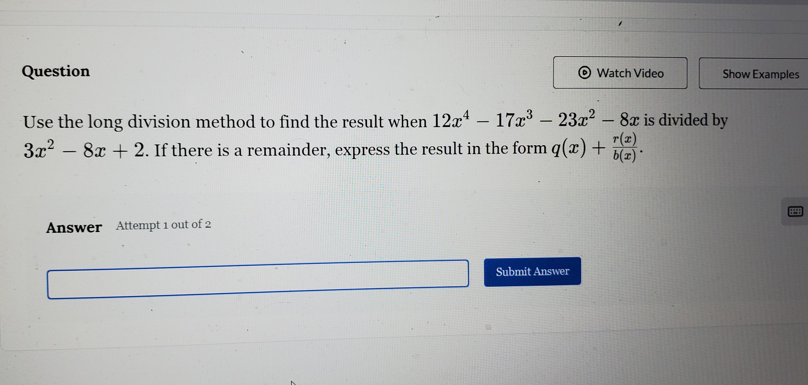 Solved QuestionUse the long division method to find the | Chegg.com