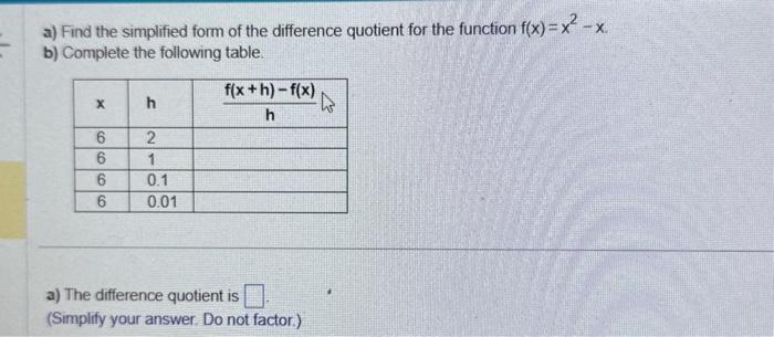Solved a) Find the simplified form of the difference | Chegg.com