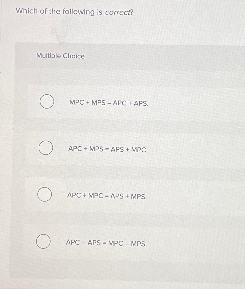 Solved Which of the following is correct?Multiple | Chegg.com