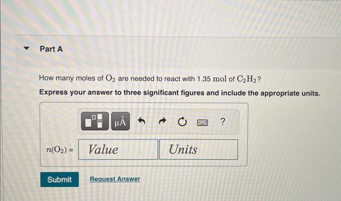 Solved How many moles of O2 are needed to react with 1.35 | Chegg.com
