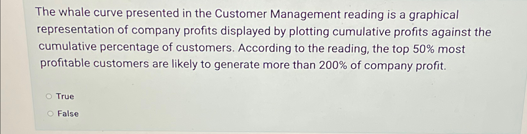 Solved The whale curve presented in the Customer Management | Chegg.com