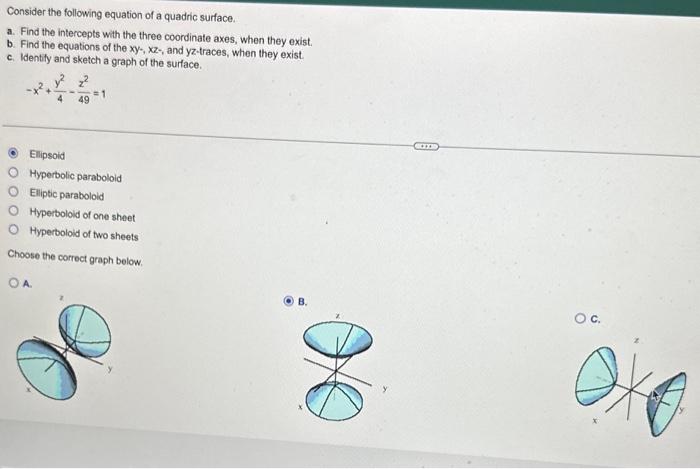 Solved Consider the following equation of a quadric surface. | Chegg.com