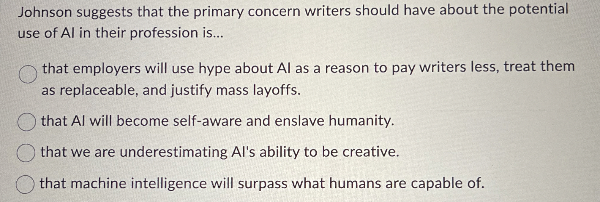 Solved Johnson suggests that the primary concern writers | Chegg.com
