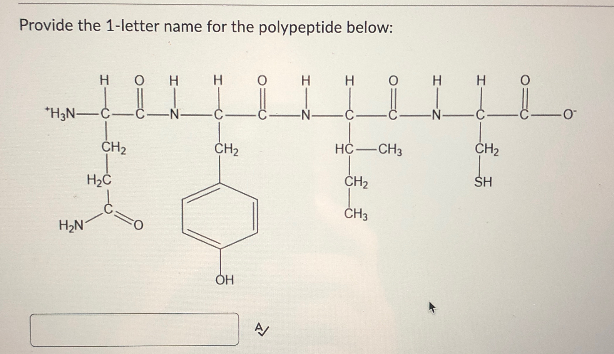 Solved Provide the 1-letter name for the polypeptide below:A | Chegg.com