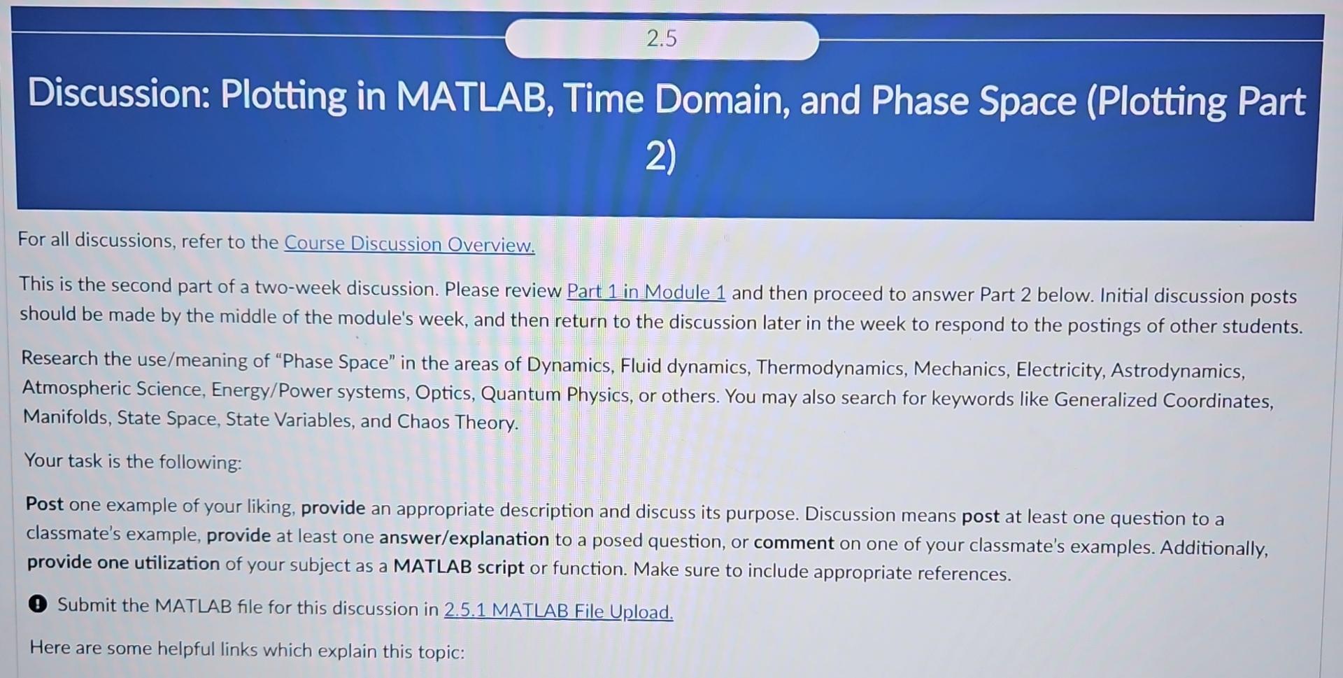 Solved 2.5Discussion: Plotting in MATLAB, Time Domain, and | Chegg.com