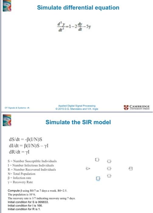 Solved Simulate differential equation dt2d2y=1−2dtdy−5y | Chegg.com Solved Simulate differential equation dt2d2y=1−2dtdy−5y | Chegg.com