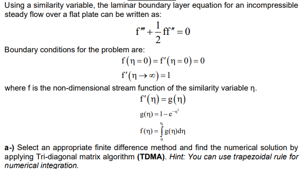 Solved Using a similarity variable, the laminar boundary | Chegg.com
