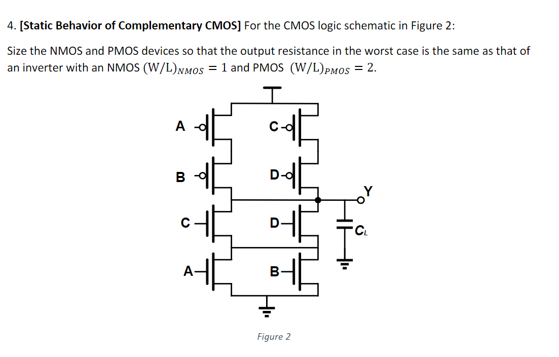 Solved 4. [Static Behavior of Complementary CMOS] For the | Chegg.com