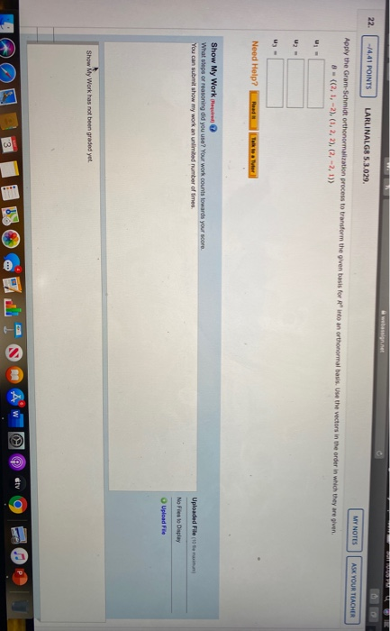 Solved 22. -1441 POINTS LARLINALG8 5.3.029. MY NOTES Apply | Chegg.com