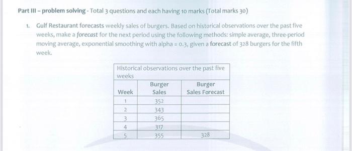 Solved Part III - problem solving - Total 3 questions and | Chegg.com