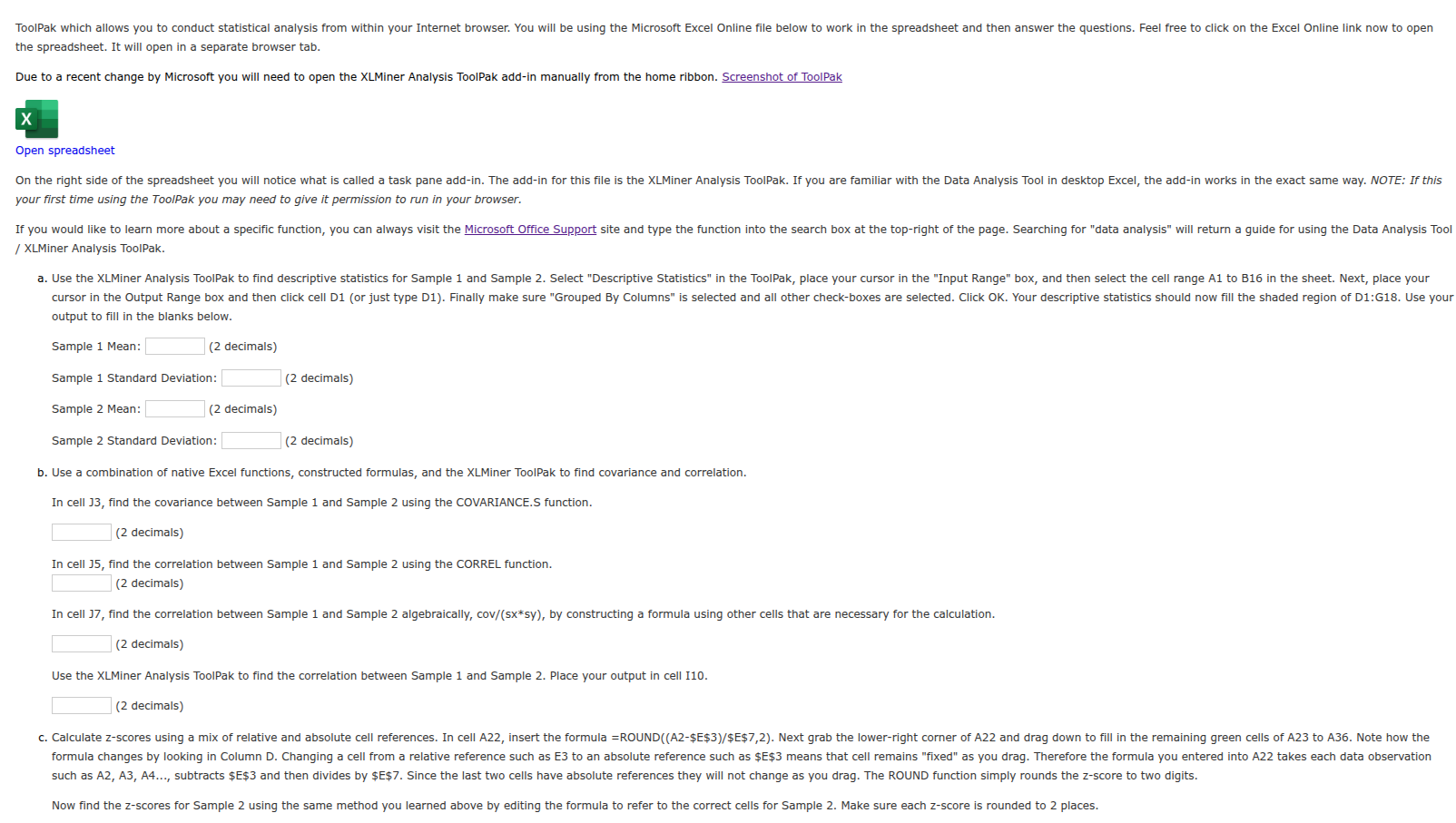 the spreadsheet. It will open in a separate browser | Chegg.com