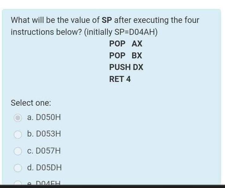 Solved What will be the value of SP after executing the four | Chegg.com