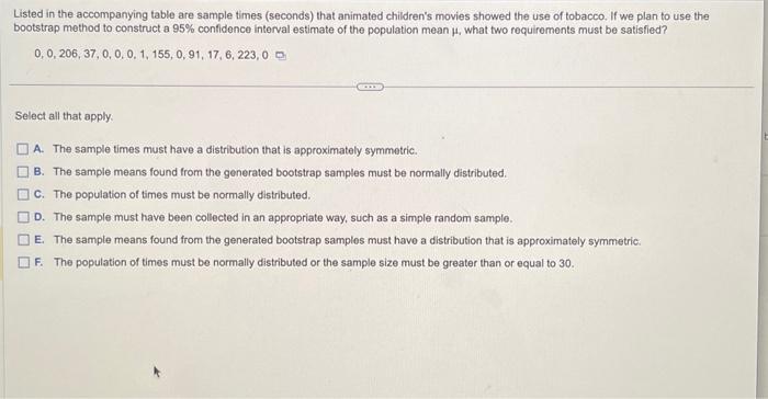 Solved Listed in the accompanying table are sample times | Chegg.com