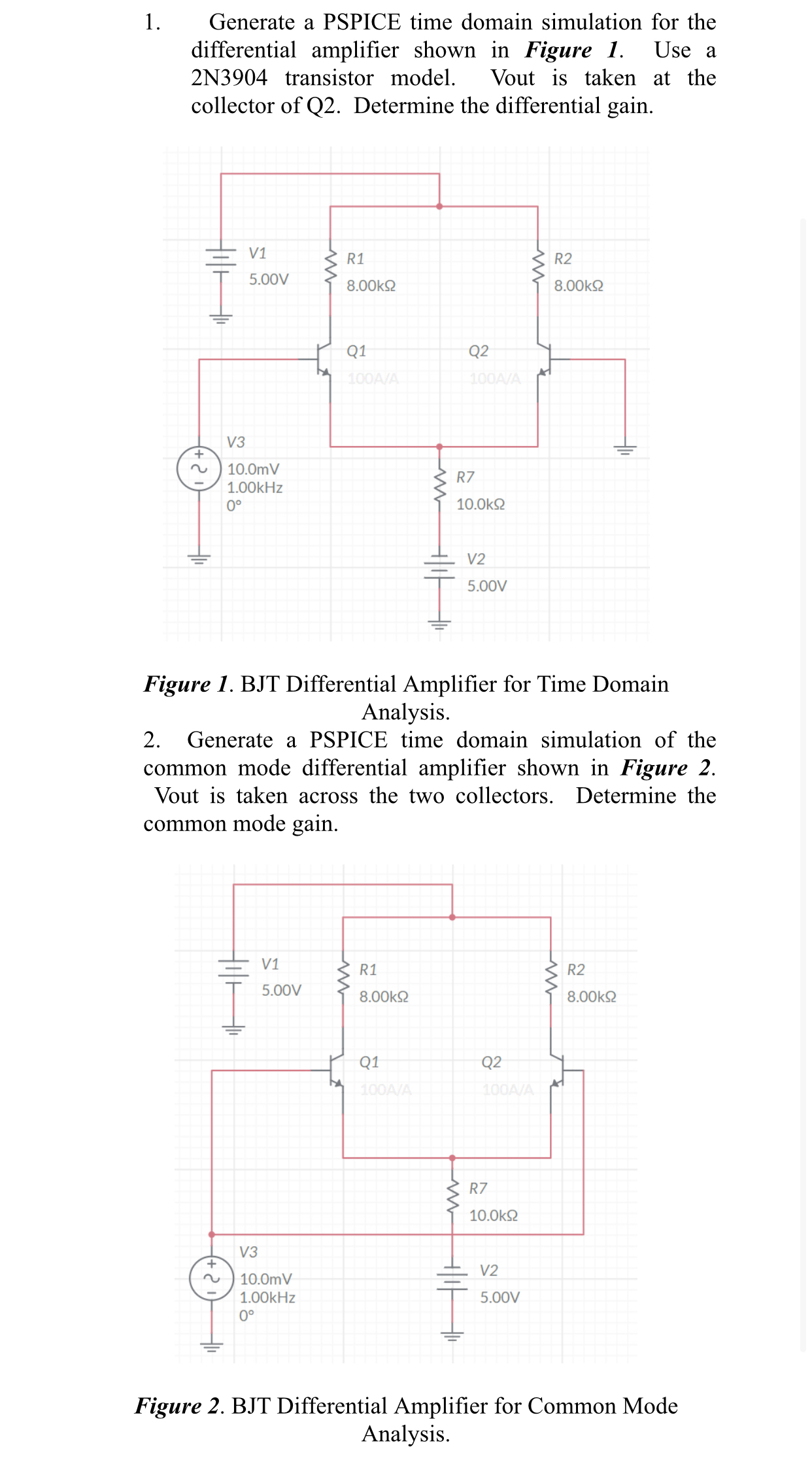 Solved Generate a PSPICE time domain simulation for the | Chegg.com