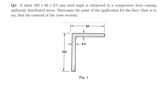 Solved Q1: A short 102×89×9.5 mm steel angle is subjected to | Chegg.com