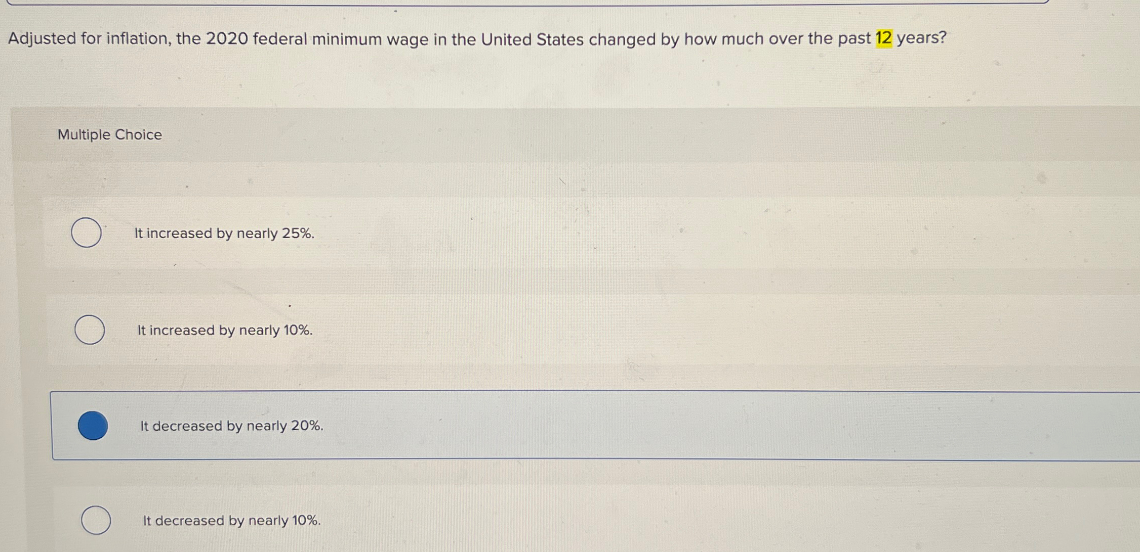 Solved Adjusted for inflation, the 2020 ﻿federal minimum | Chegg.com