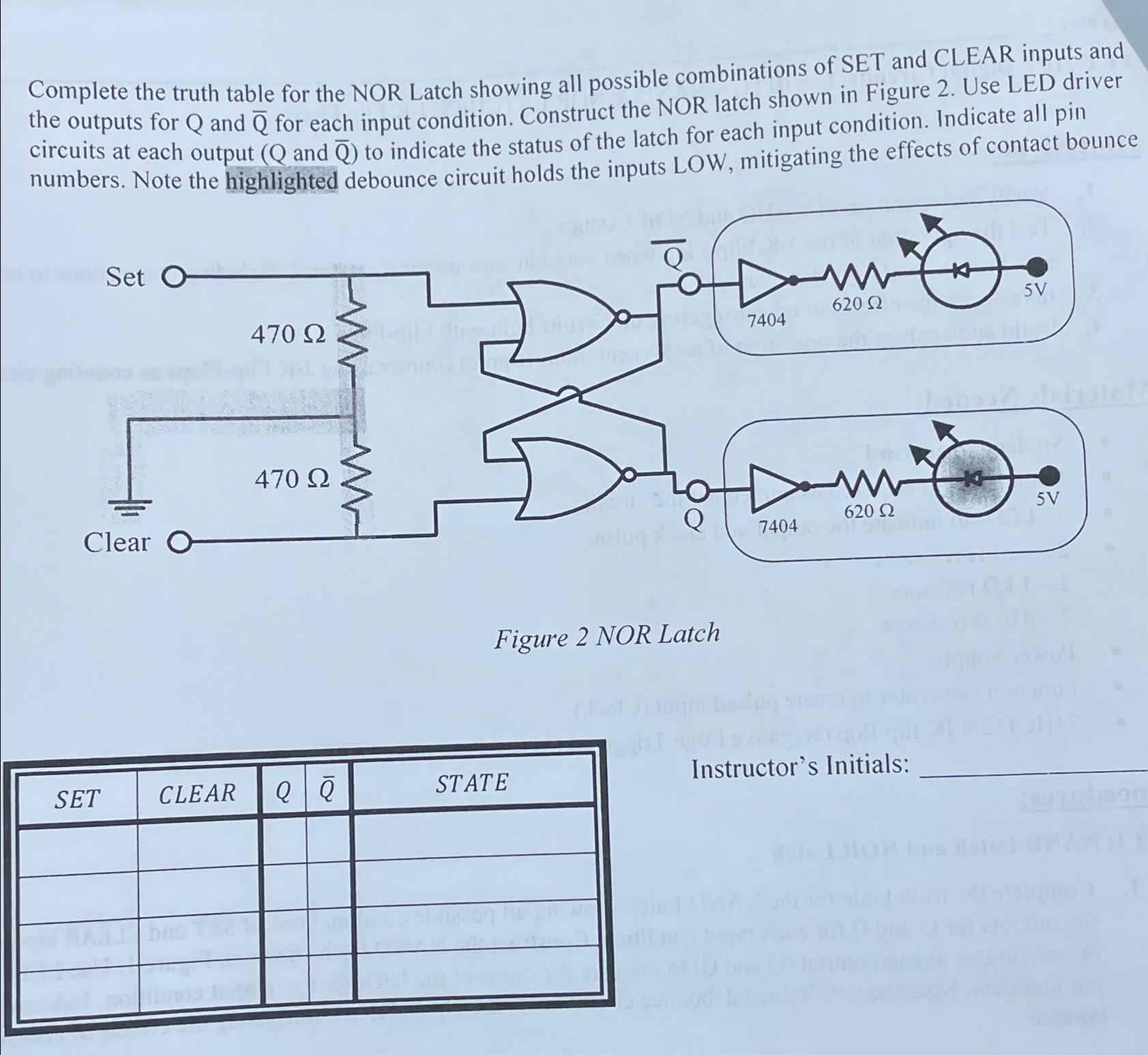 Solved Complete the truth table for the NOR Latch showing | Chegg.com