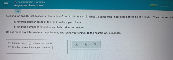 Solved O TRIGONOMETRIC FUNCTIONS Angular and linear speed A | Chegg.com