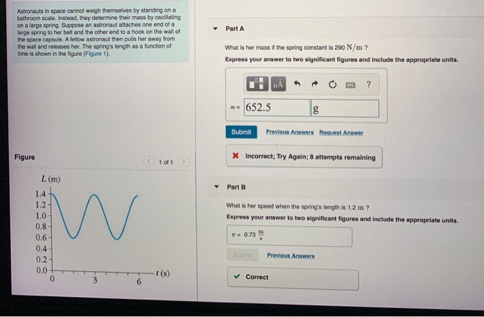 Solved Part A Astronauts in space cannot weigh themselves by | Chegg.com