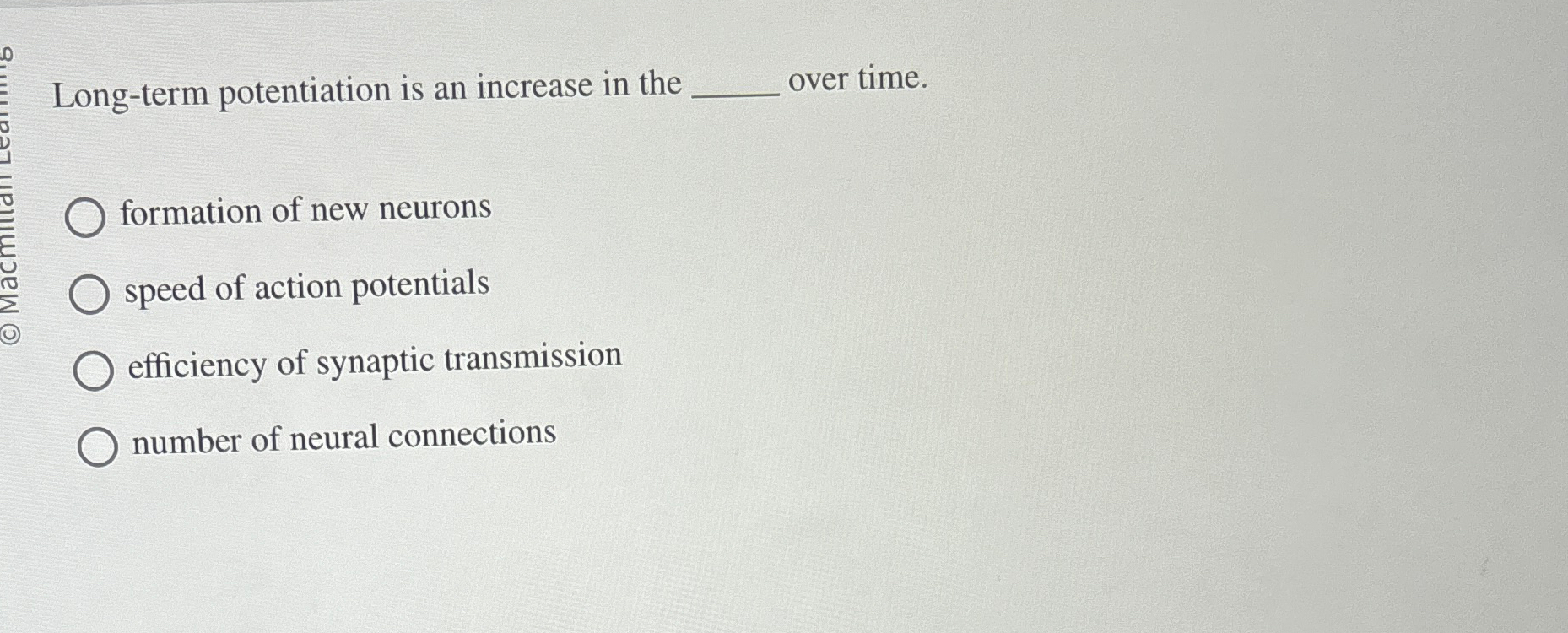 Solved Long-term potentiation is an increase in the q, ﻿over | Chegg.com