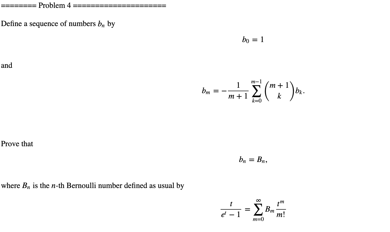 Solved Define a sequence of numbers bn | Chegg.com