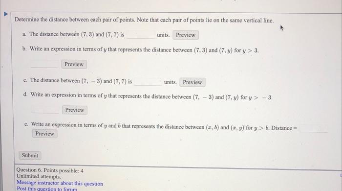 Solved Determine the distance between each pair of points. | Chegg.com