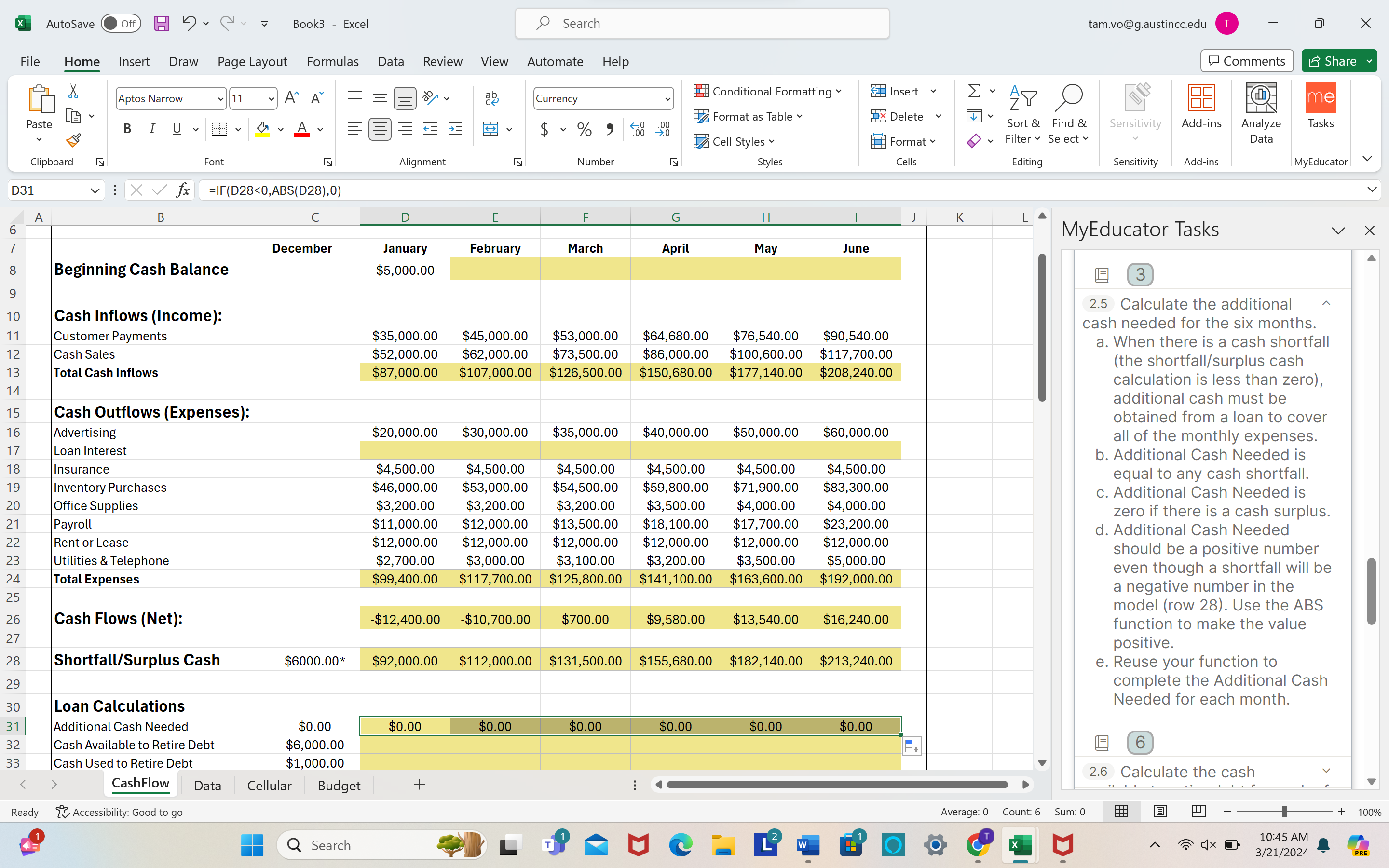 Solved Please help me with the excel formula "Calculate the | Chegg.com
