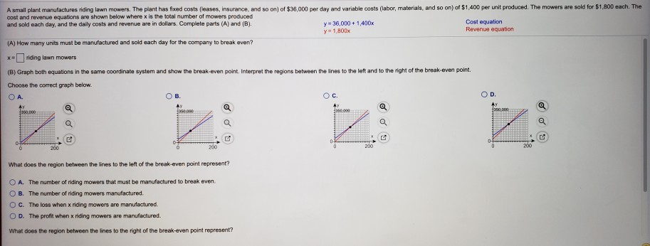 Solved A small plant manufactures riding lawn mowers. The | Chegg.com