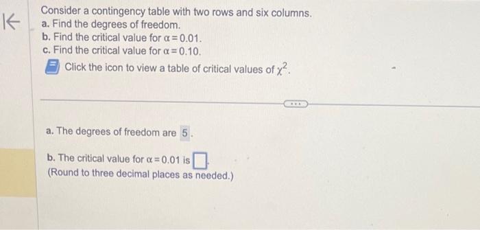 Solved Consider a contingency table with two rows and six | Chegg.com