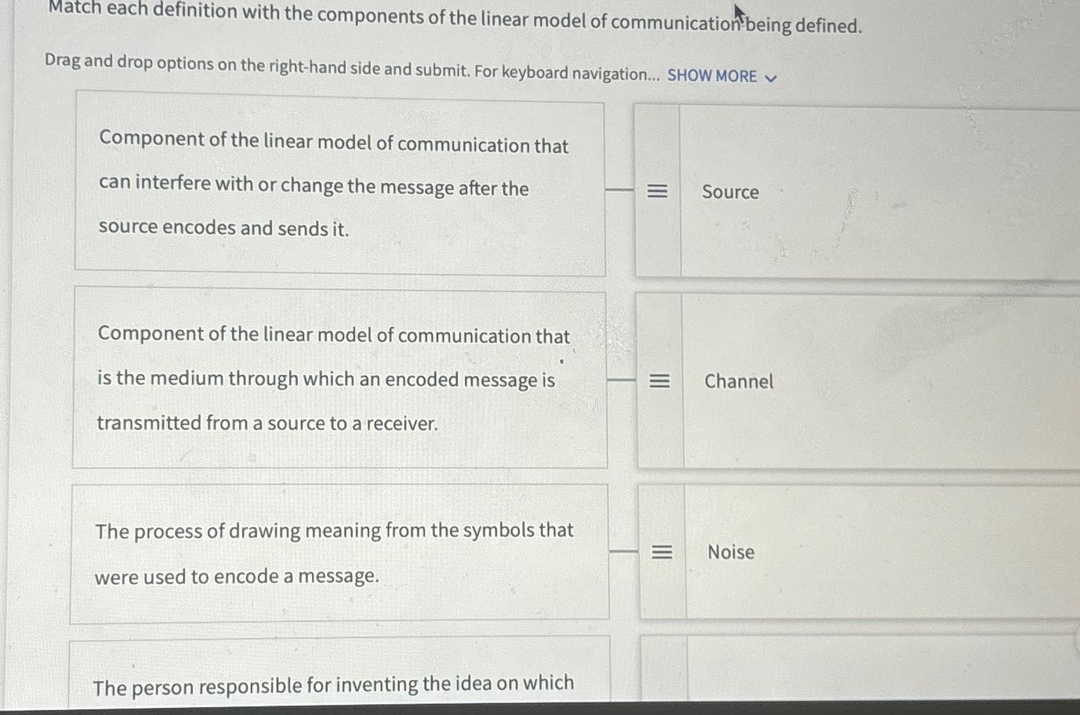 Solved Match each definition with the components of the | Chegg.com