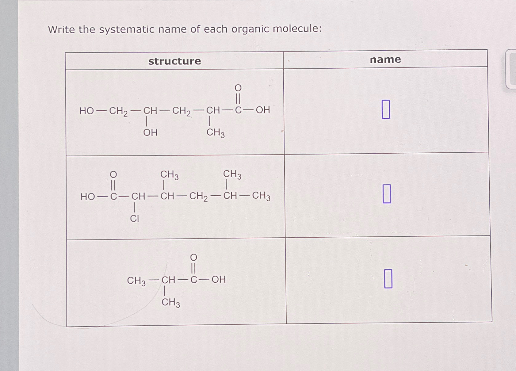 Solved Write the systematic name of each organic | Chegg.com