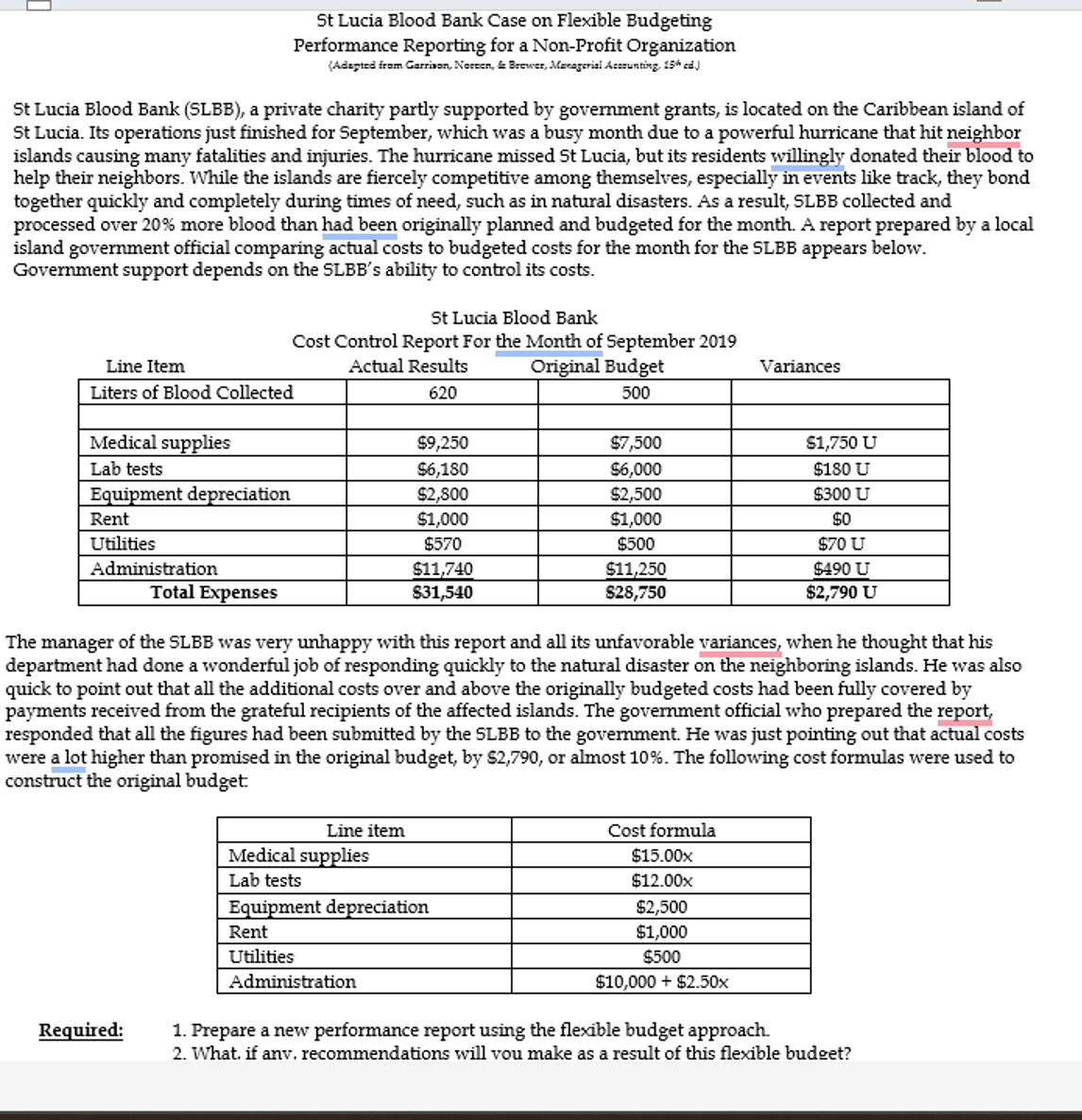 Solved St Lucia Blood Bank Case on Flexible | Chegg.com