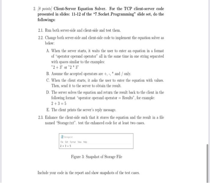 Solved 2. 8 points/ Client-Server Equation Solver. For the | Chegg.com
