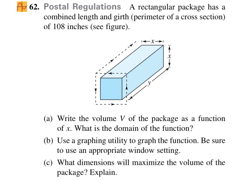 Solved A62. ﻿Postal Regulations A rectangular package has a | Chegg.com