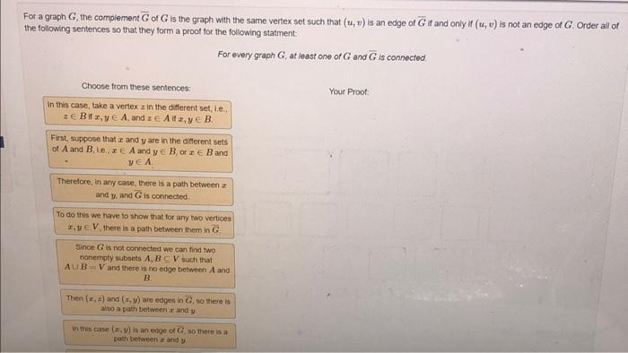 Solved proot for the following stament. For every graph G ae | Chegg.com