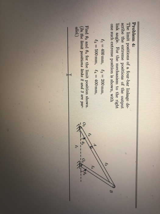 Solved Problem 4: The limit positions of a four-bar linkage | Chegg.com