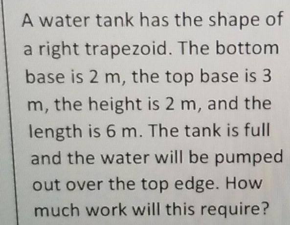 Solved A water tank has the shape of a right trapezoid. The | Chegg.com
